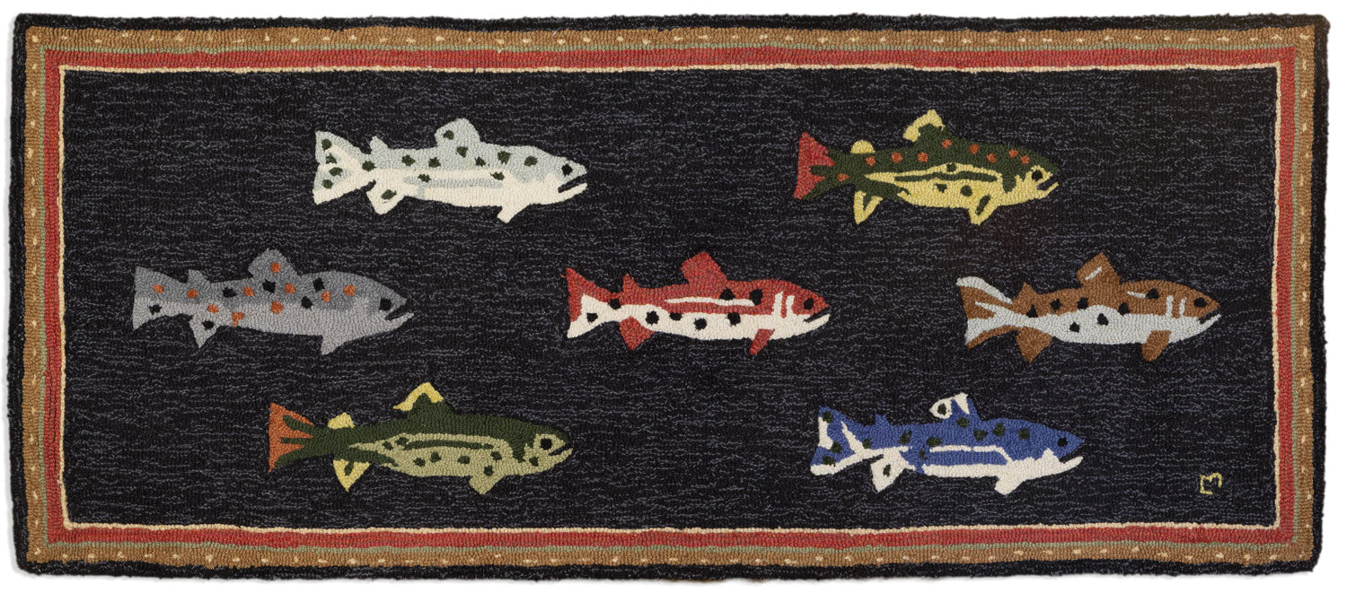 Hooked Wool Rug - River Fish - 2.5' x 6' Runner – Chandler 4 Corners